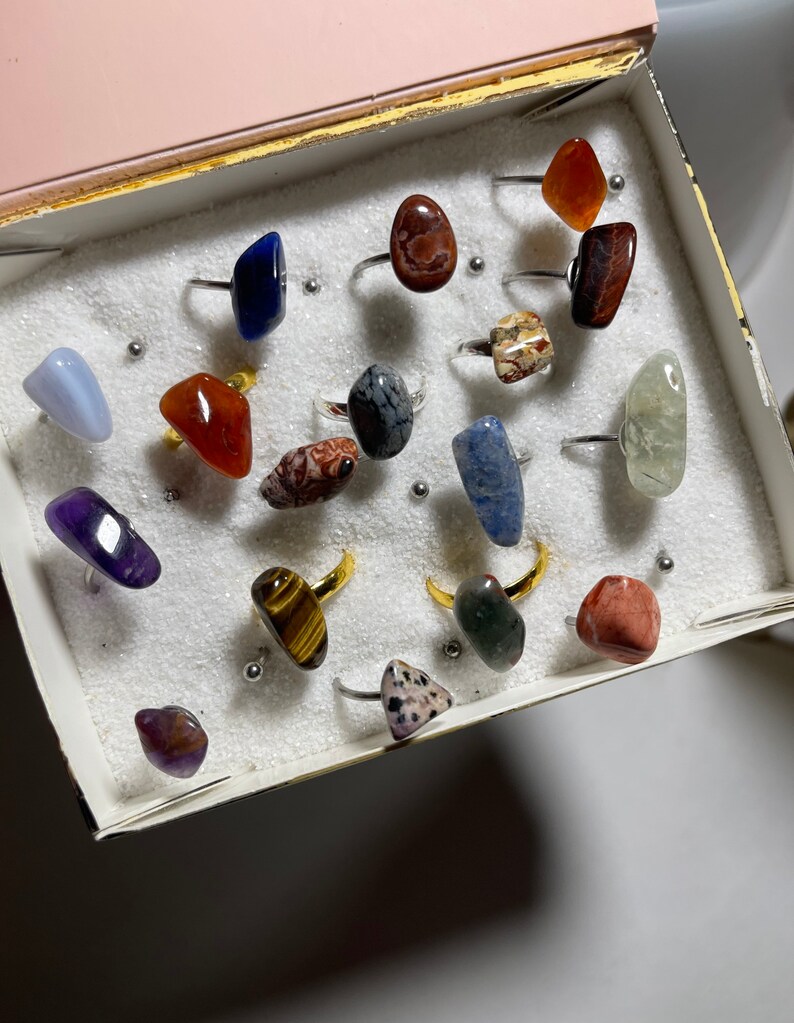 Adjustable Crystal Gemstone Rings | Etsy