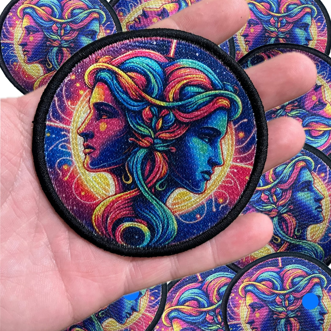 Gemini Patch Horoscope Embroidery Neon Art Iron on Patch - Etsy