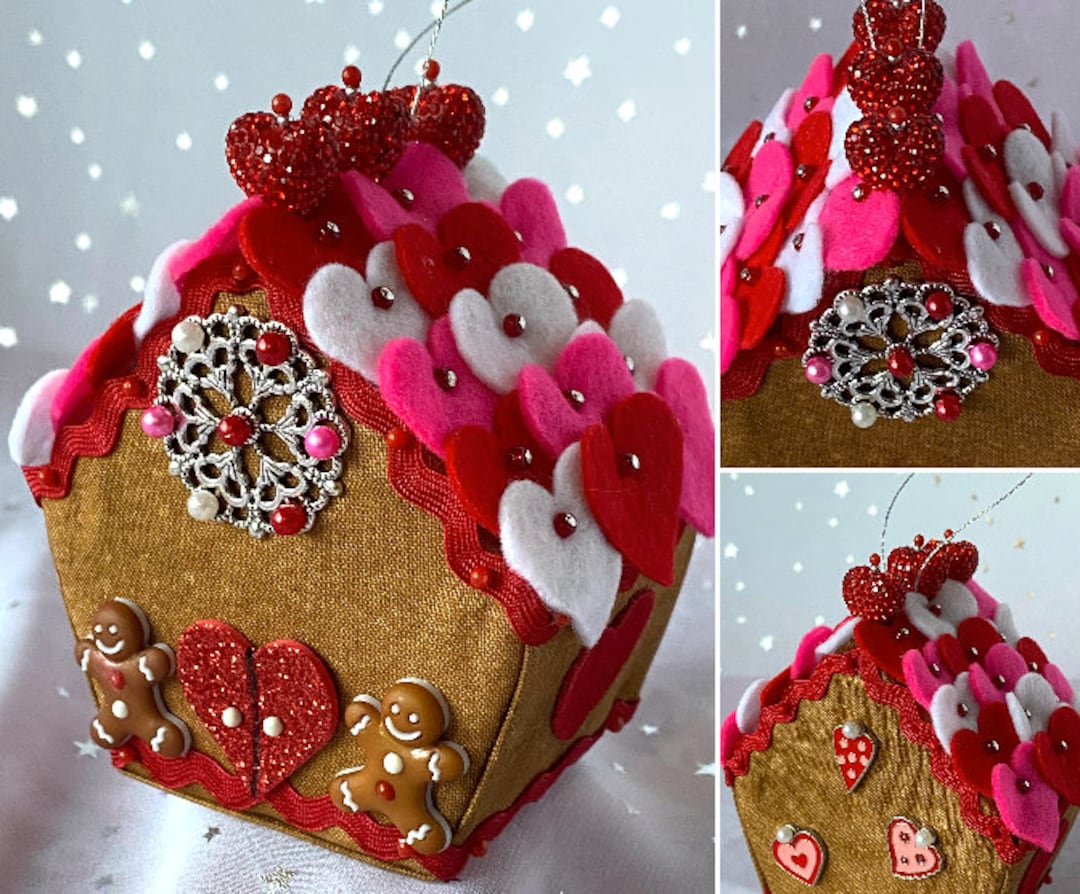 Valentine Gingerbread House Decor, Cookie Lover Keepsake Present, Heart ...
