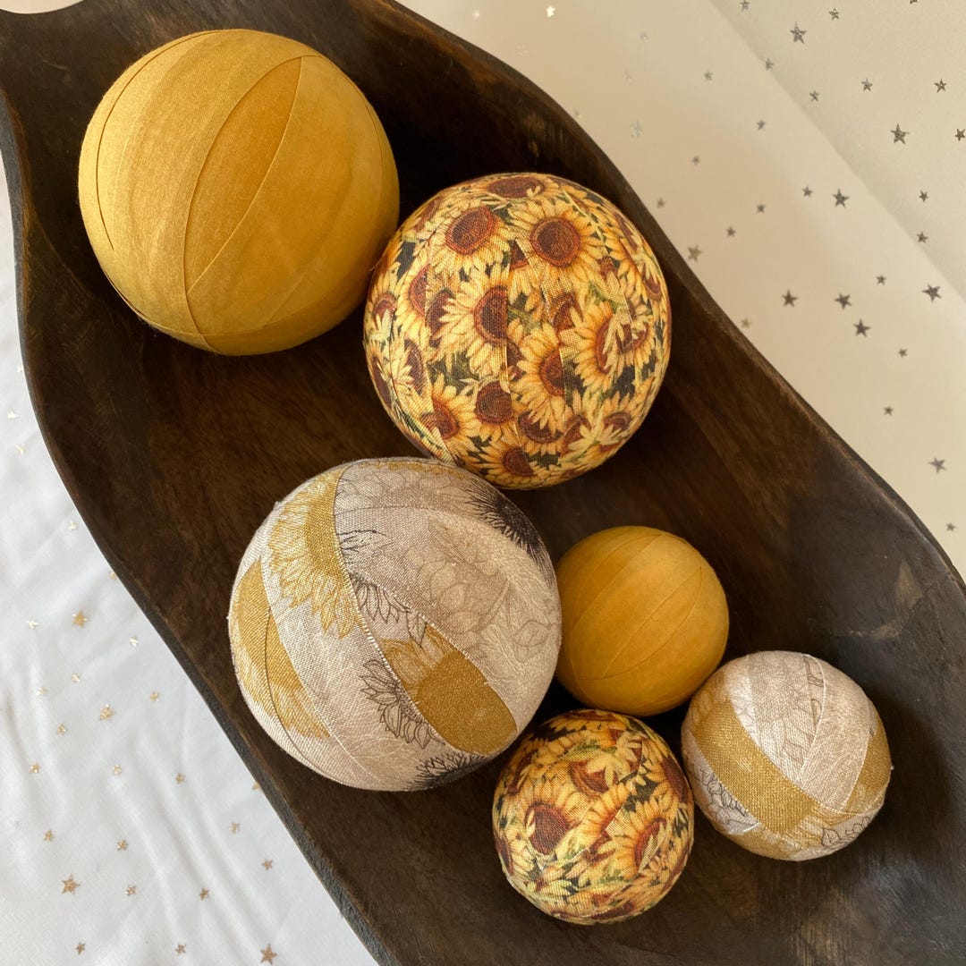 Sunflower Bowl Fillers, Rustic Autumn Decor, Fall Vase Basket Rag Balls ...