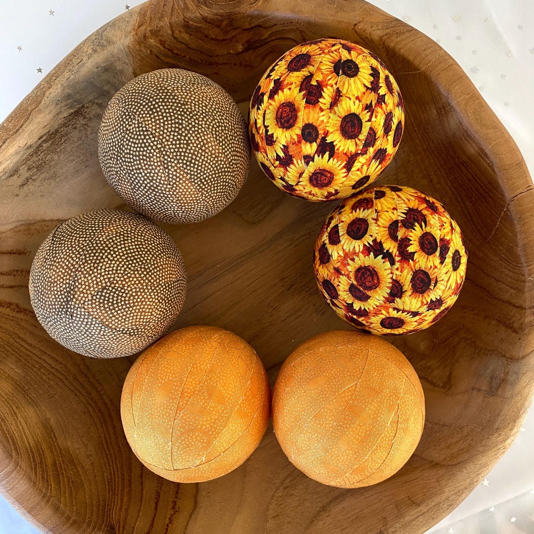 Sunflower Fabric Decor Balls, Dough Bowl Rag Ball Fillers, Fall Tiered ...