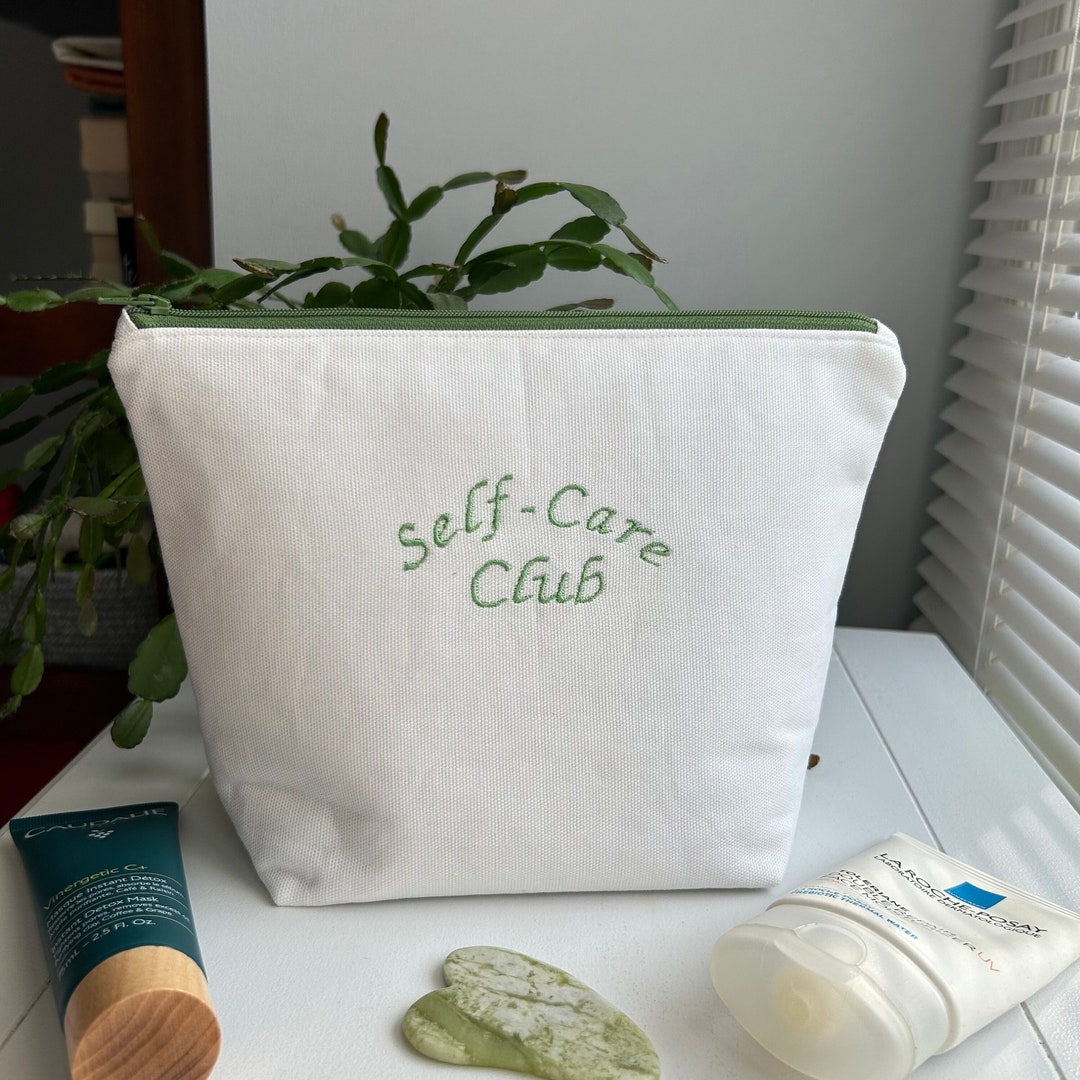Handmade Embroidered Self Care Club Bag, Skin Care Bag, Tolietry Bag ...
