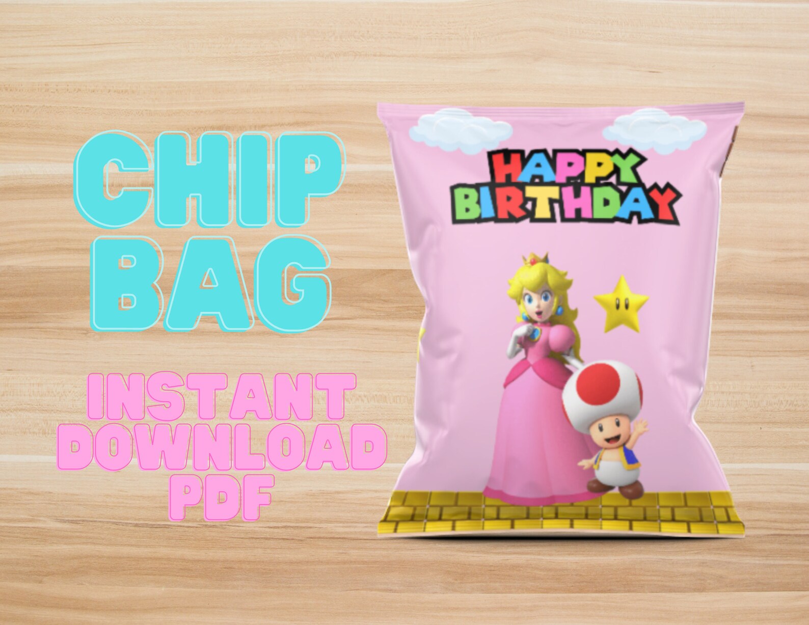 INSTANT DOWNLOAD Princess Peach Chip Bag - Etsy