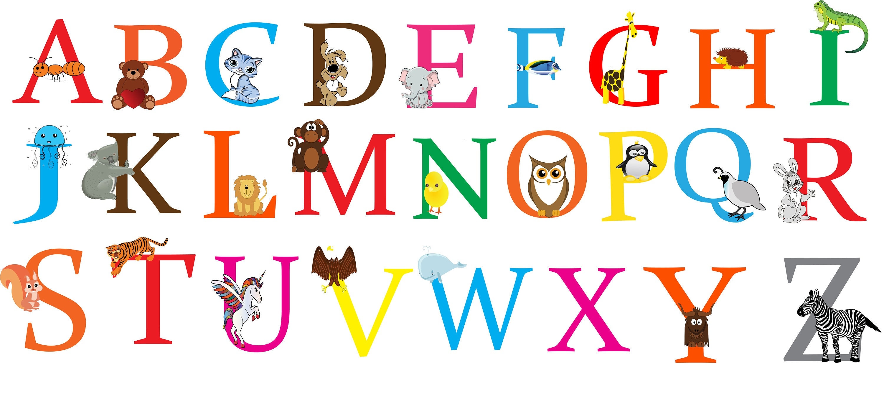 Animal Alphabet Clipart, Animal Alphabet Png, Education and Learning ...