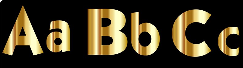 Gold Letters and Numbers Digital Clipart PNG File Format. Alphabet Clip ...