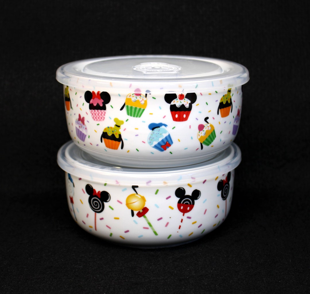 Set of 2 Disney Character Cupcakes & Lollipops Design 5 Tupperware Food ...