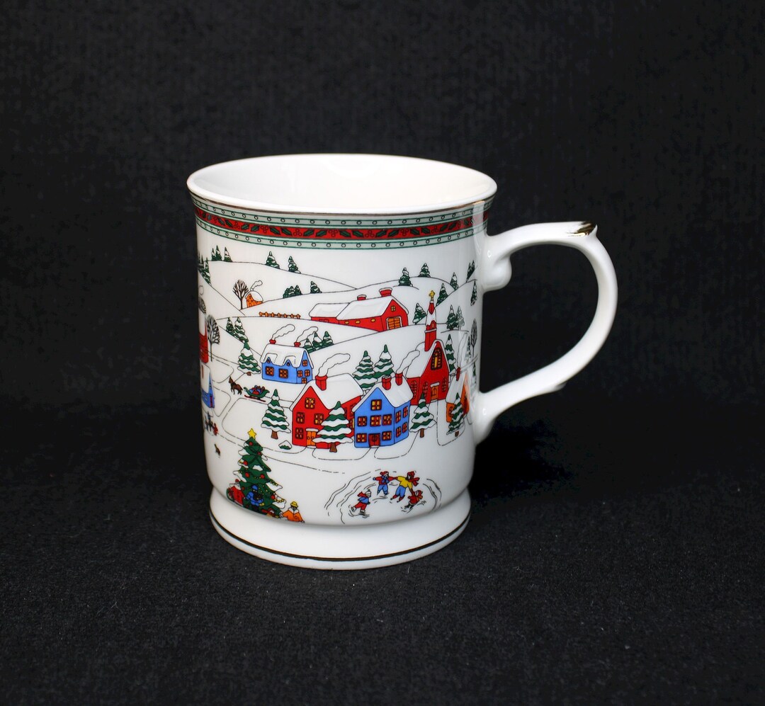 Grace Teaware Christmas Fun in Village 12 Fl Oz Porcelain Coffee / Tea ...