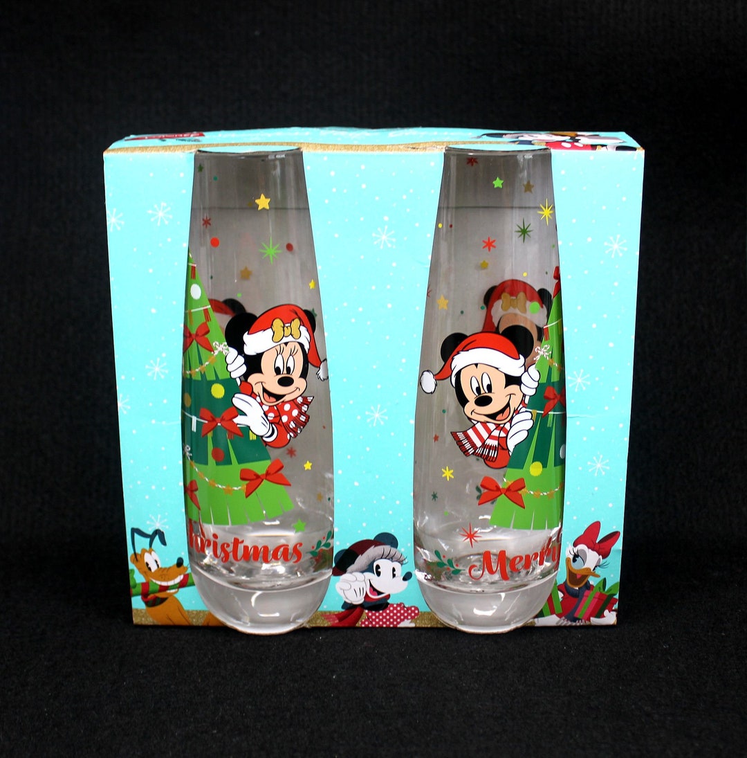Disney Mickey & Minnie Mouse Christmas Holiday Stemless Flute - Etsy