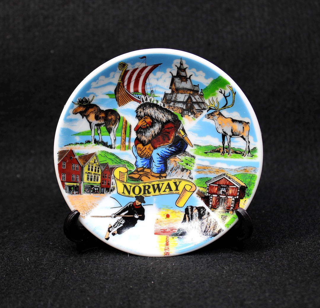 Vintage Vimpelfabrikken Drobak NORWAY Landmarks 3.75 Porcelain Souvenir ...