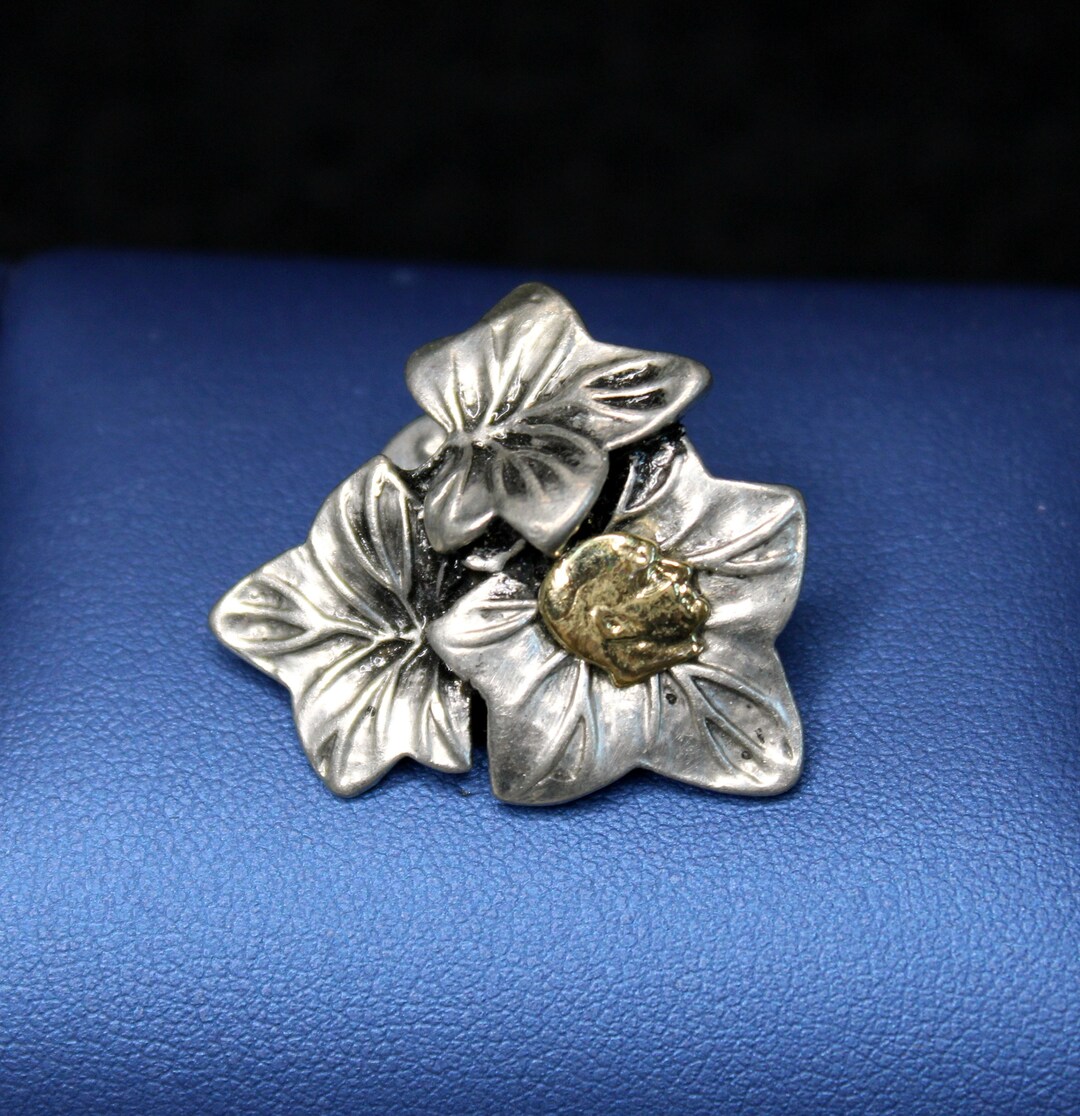 Vintage Turkish Hedera Helix gold Child'' Ivy Pewter Lapel Pin With ...