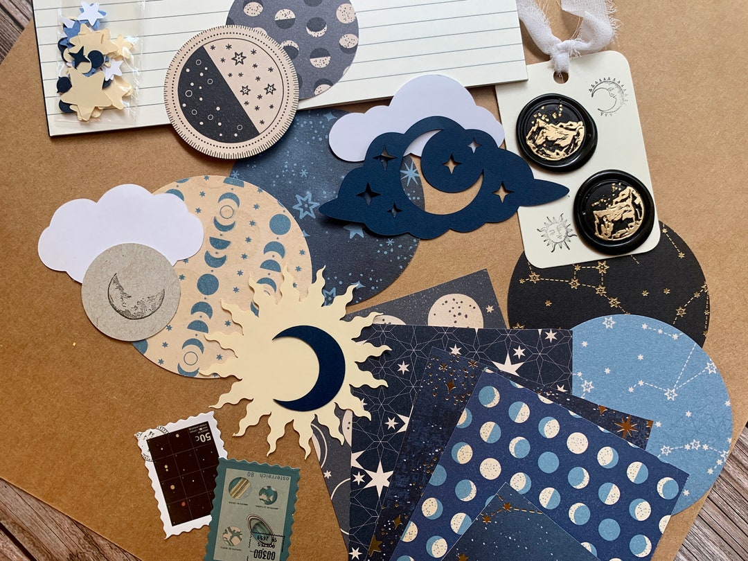 Celestial Themed Junk Journaling Kit, Space Theme Scrapbooking Pack - Etsy