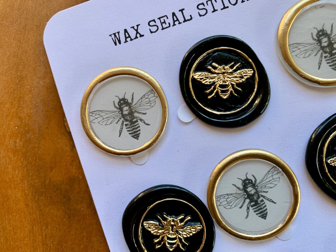 Unique Bee Wax Seal Stickers, Black and Gold Wax Seals, Honeybee Wax ...