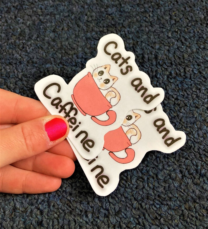 Cats and Caffeine Sticker - Etsy