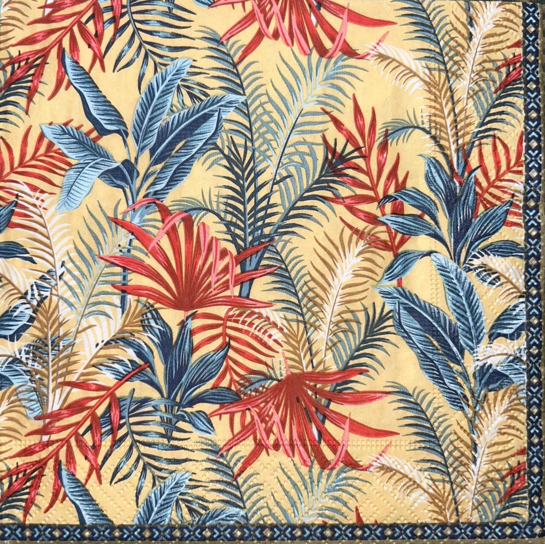 Multicoloured Tropical Plants Jungle 2x Paper Napkins for Decoupage and ...