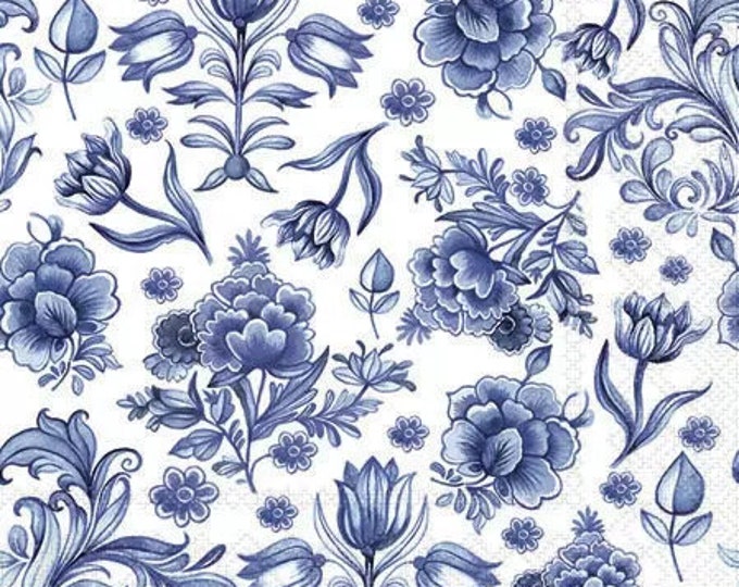 Blue Flowers Paper Napkins for Decoupage and Other Crafts - Etsy