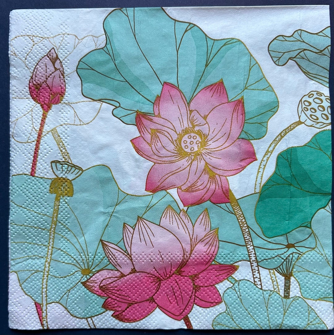 Lotus Flower Paper Napkins for Decoupage and Other Crafts - Etsy Canada