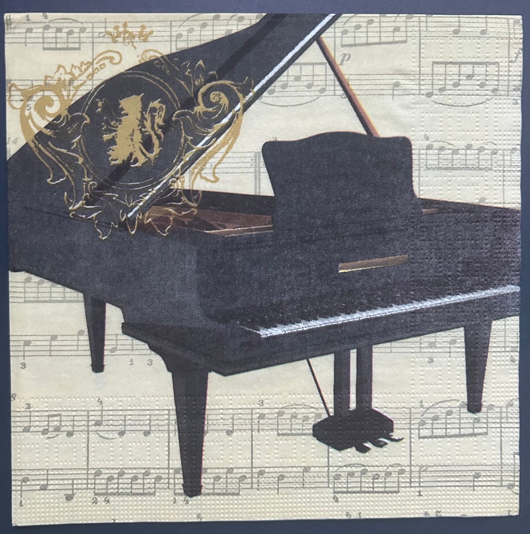 Black Fortepiano Music Notes Paper Napkin for Decoupage and Other ...