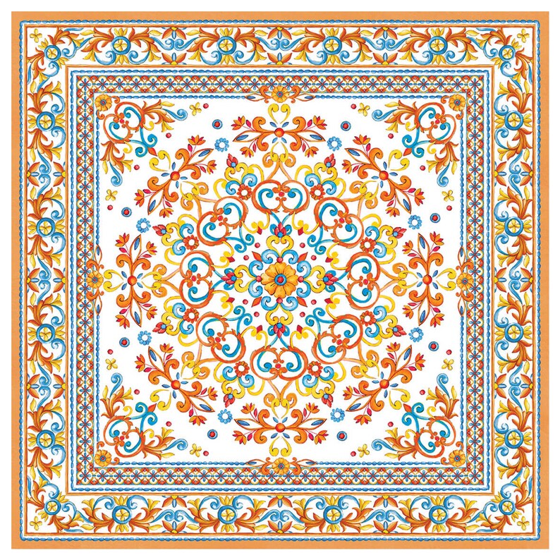 Mediterranean Orange Pattern Paper Napkins for Decoupage and Other ...