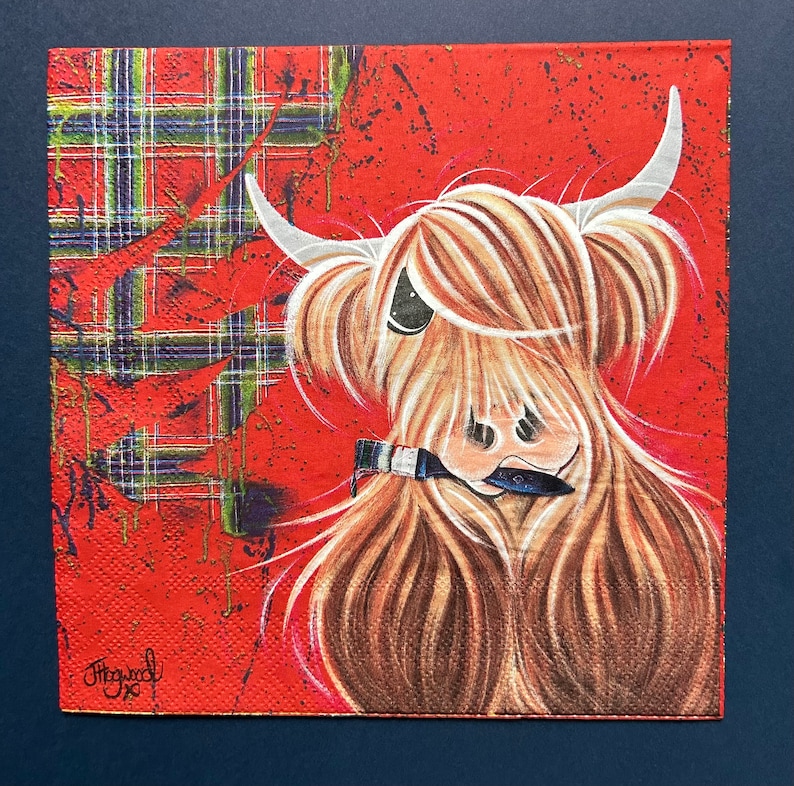 Highland Cow Tartan Paint Paper Napkin for Decoupage and Other Crafts ...