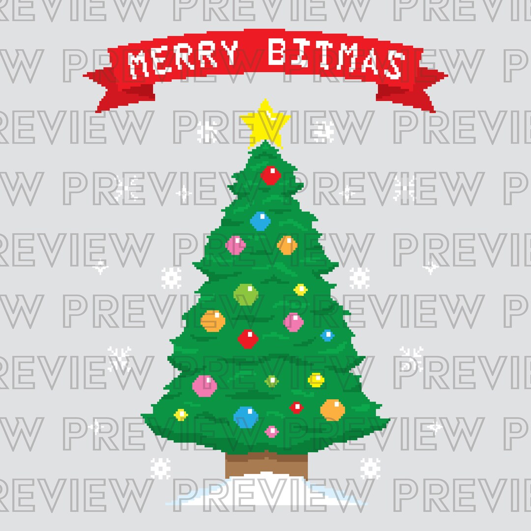 Merry Bitmas | PNG | JPG | SVG | Design | Christmas | Retro | Kawaii ...