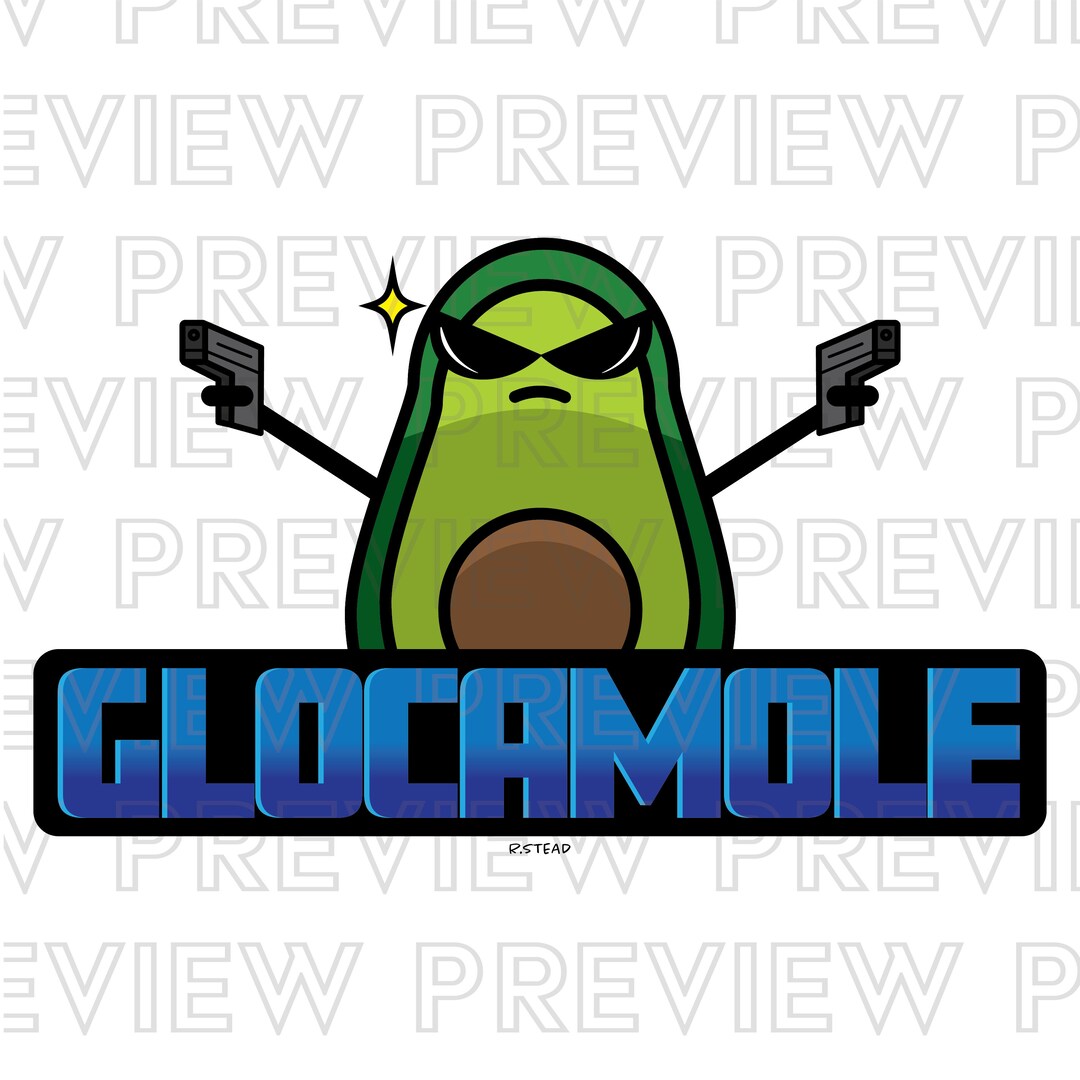 Glocamole | PNG | JPG | SVG | Design | Guacamole | Avocado | Kawaii ...