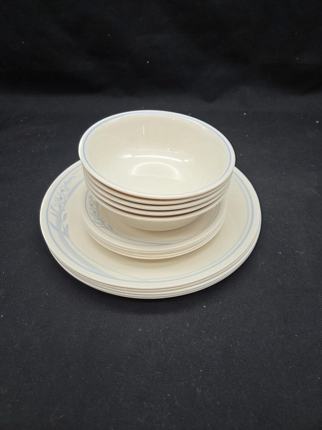 Corning/corelle Blue Lily Dish Set (set of 15) - Etsy