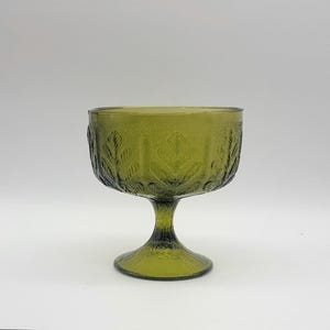 Vintage 1970's FTD Green Glass Compote - Etsy