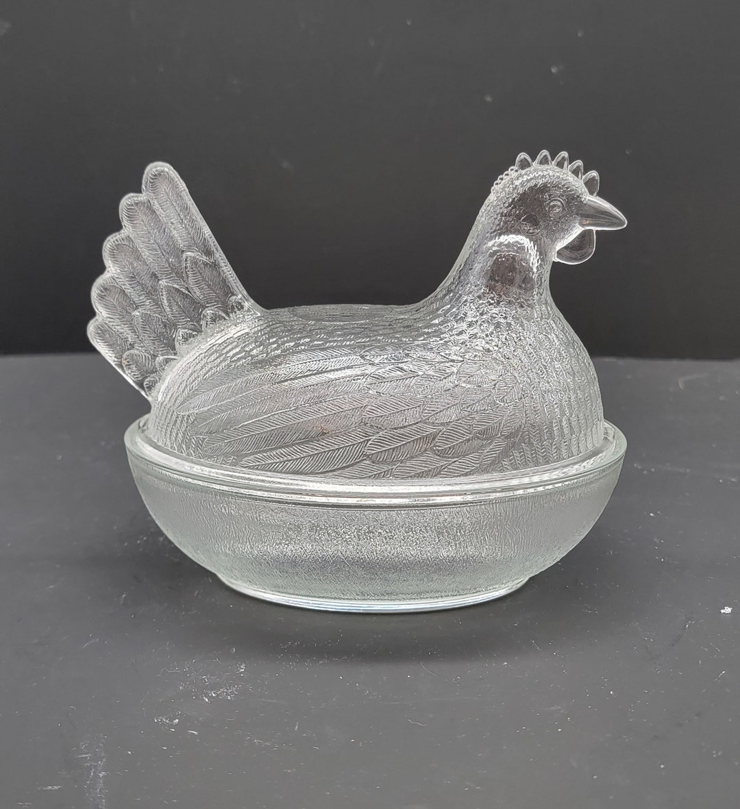 Vintage Glass Hen on Nest - Etsy