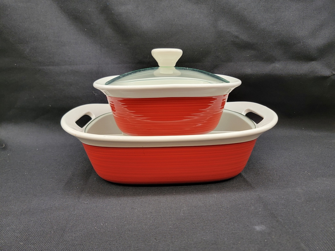 Corningware Etch Red Lidded Casserole Set - Etsy
