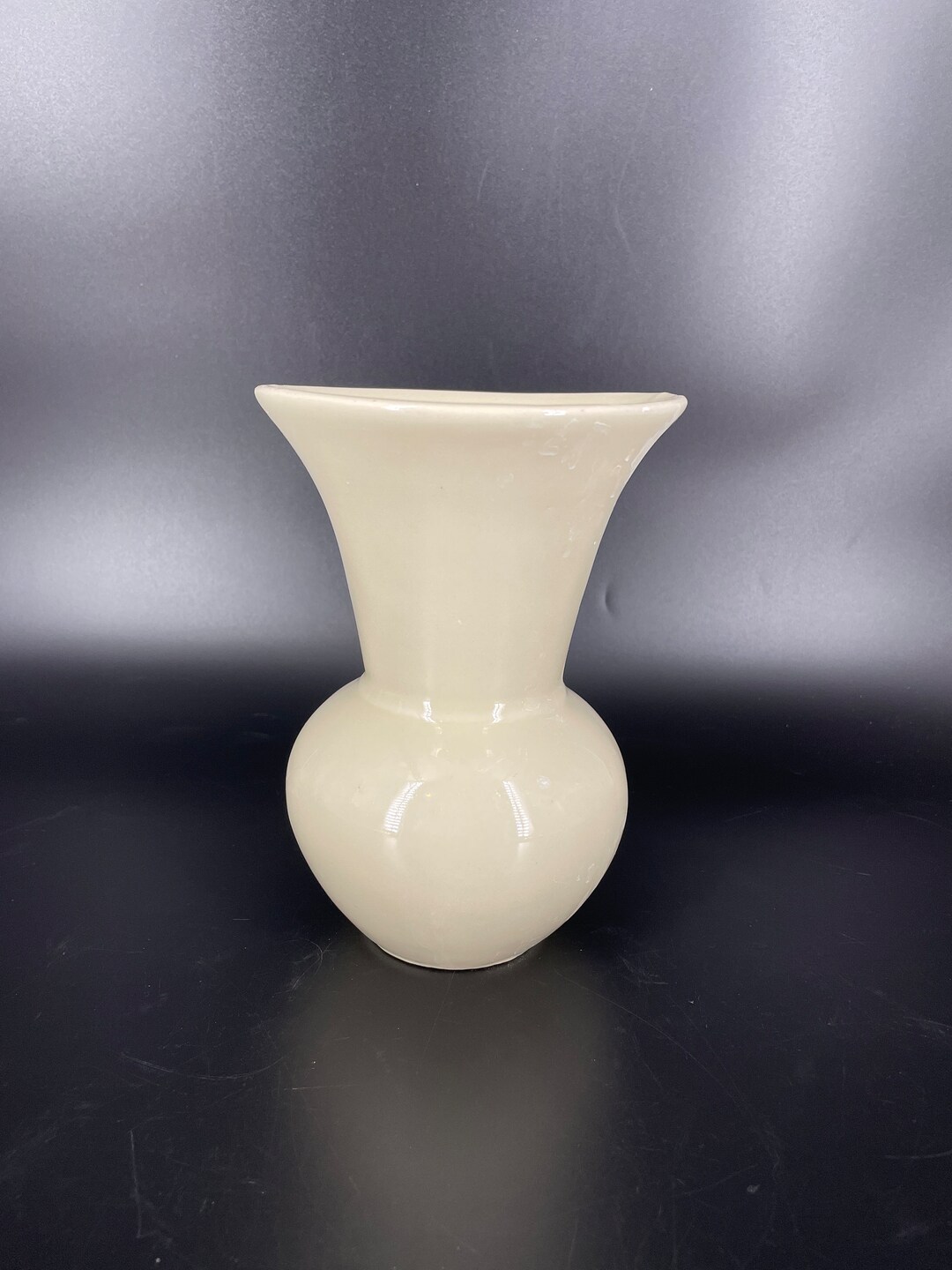 Cream Colored Vase With Flared Trumpet Shape Round Ball Base - Etsy