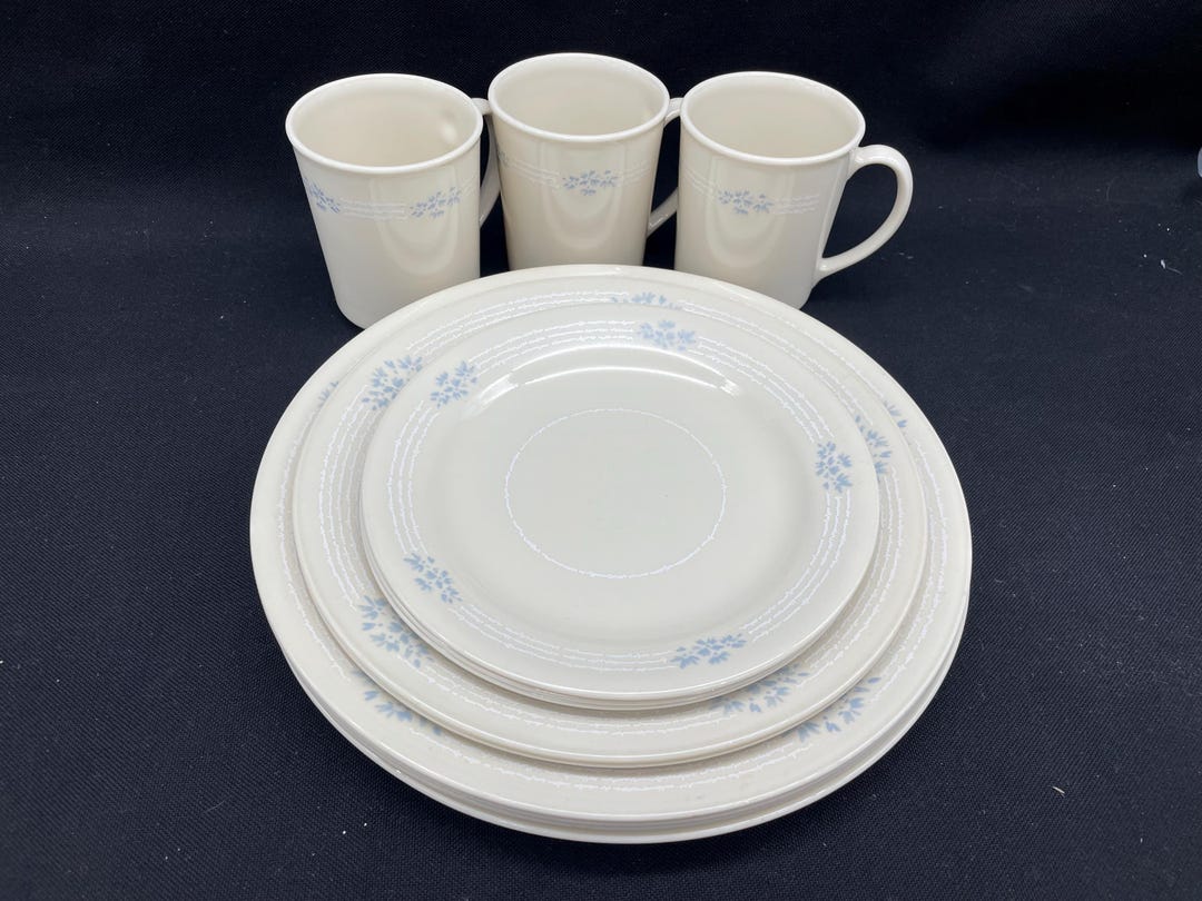 Corelle Lace Bouquet Dinner Set Ivory Blue Floral (12 Pieces) - Etsy