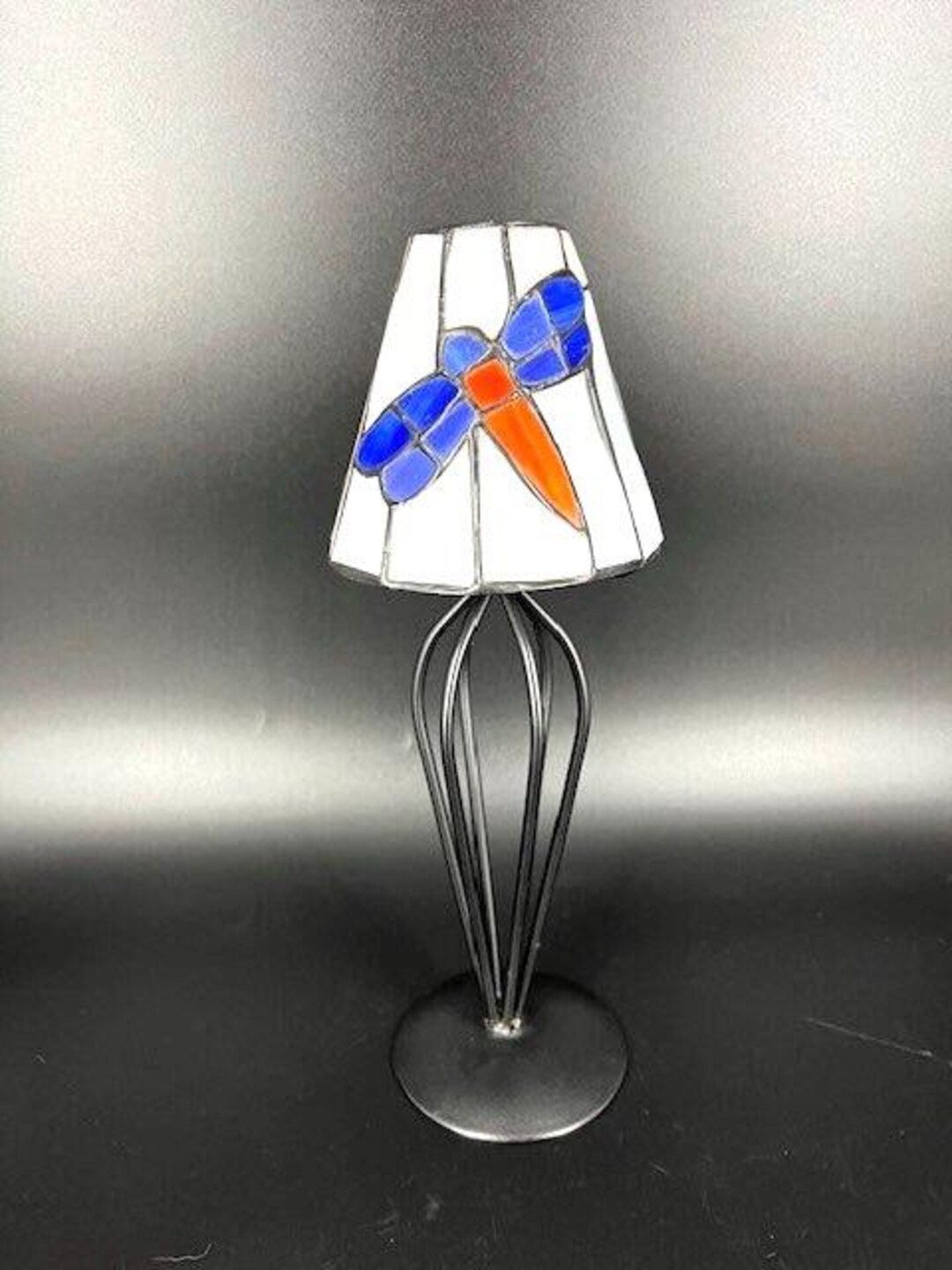 Tiffany Style Stained Glass Dragonfly Tea Light Lamp - Etsy