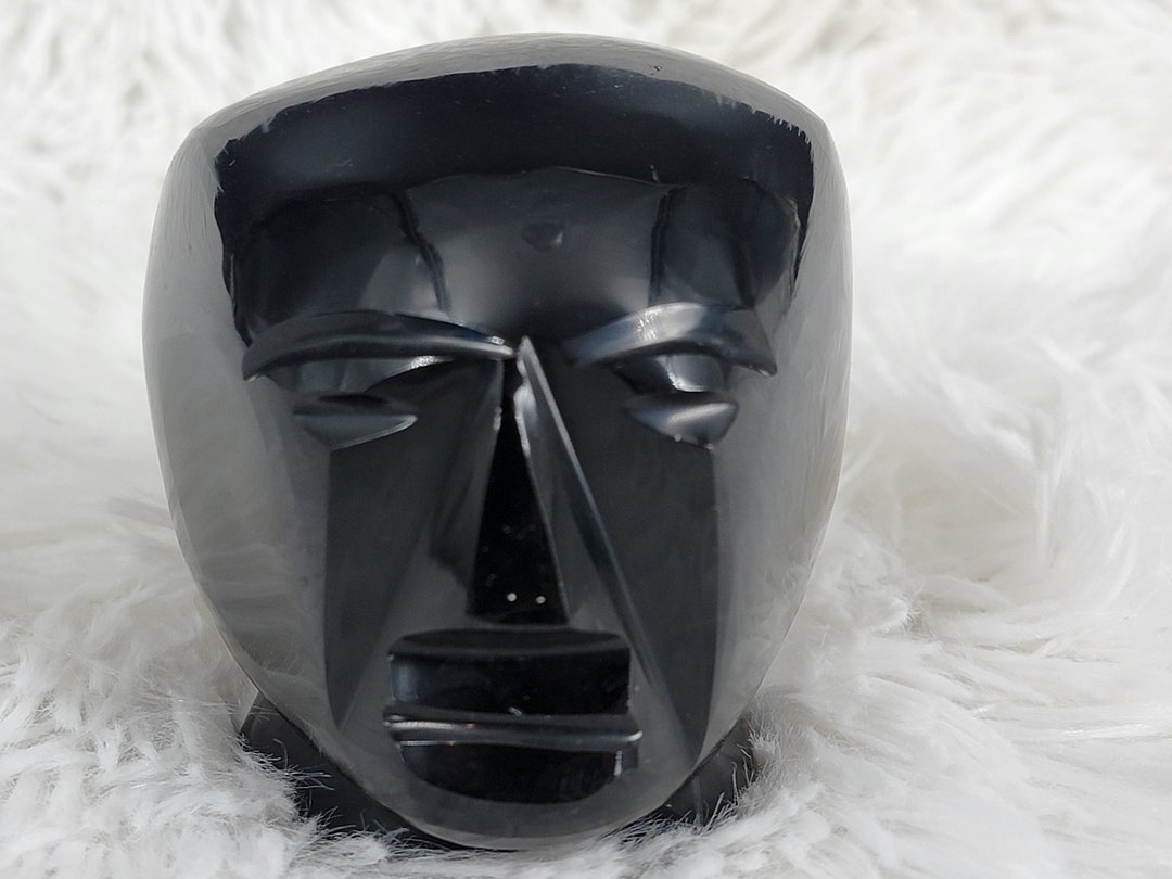 Vintage Black Obsidian Mayan Head Figure, Made in Mexico - Etsy