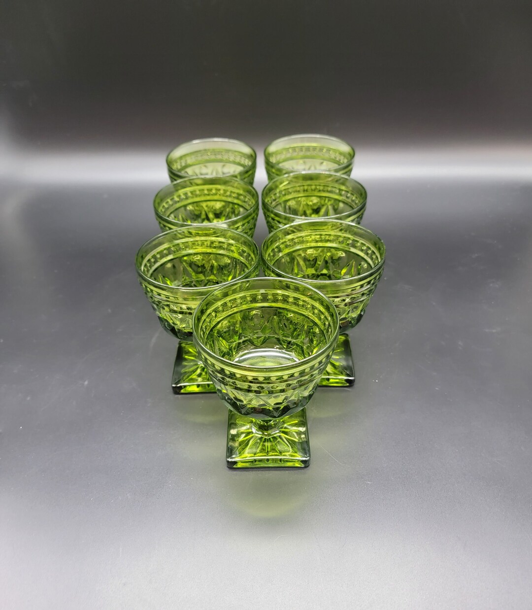 Indiana Colony Park Green Glass Goblets Set of 7 - Etsy