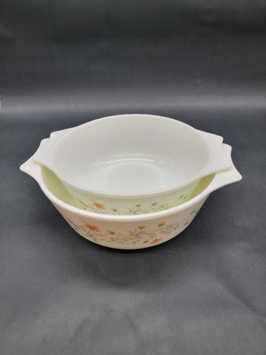 Pyrex England Casserole Dish Set of 2 Emily Spring Garden Pattern ...