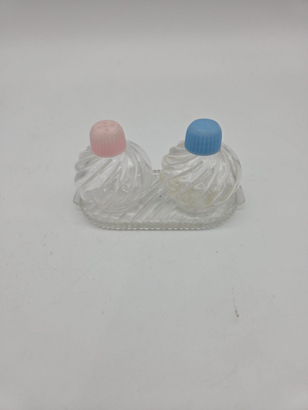 Vintage Glass Tiny Salt & Pepper Shaker Set - Etsy