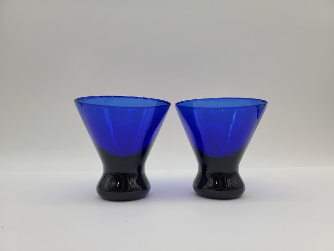 Cobalt Blue Cocktail Glasses Set - Etsy