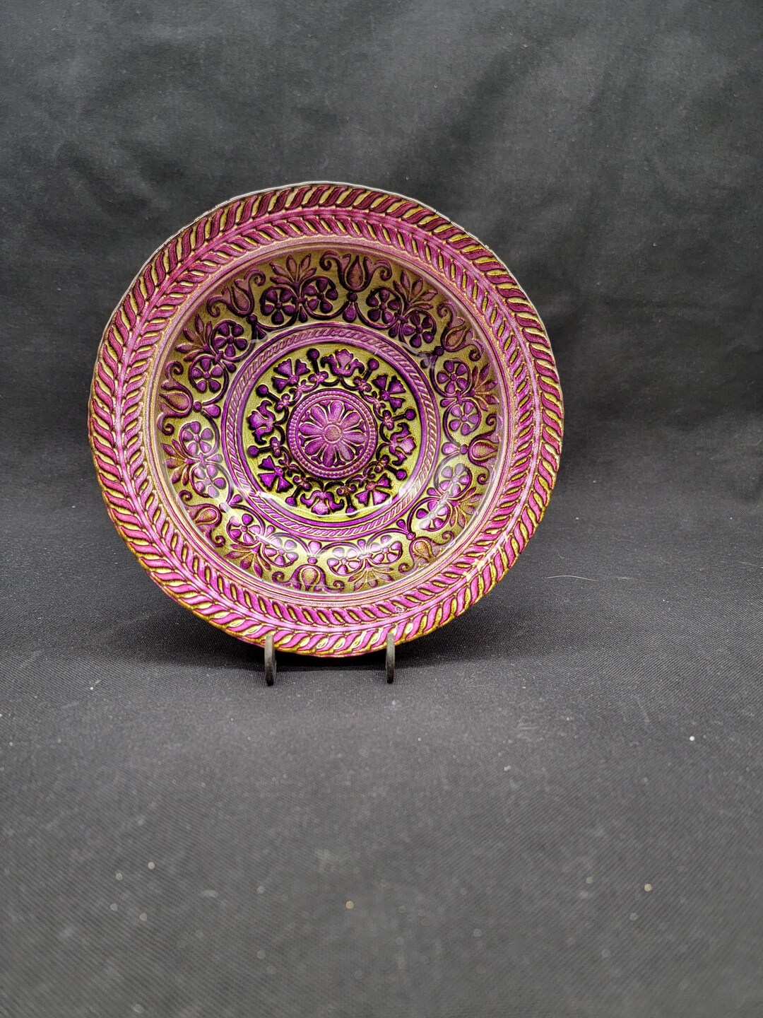 Turkish Glass Bowl, Purple and Green - Etsy