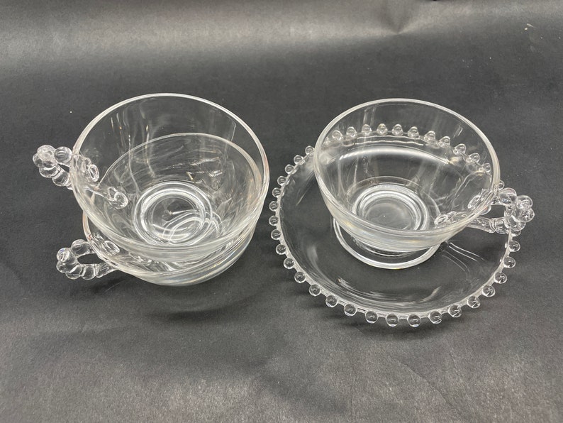 Vintage Imperial Glass Candlewick 3 Cups and 1 Saucer MCM, Candlewick ...