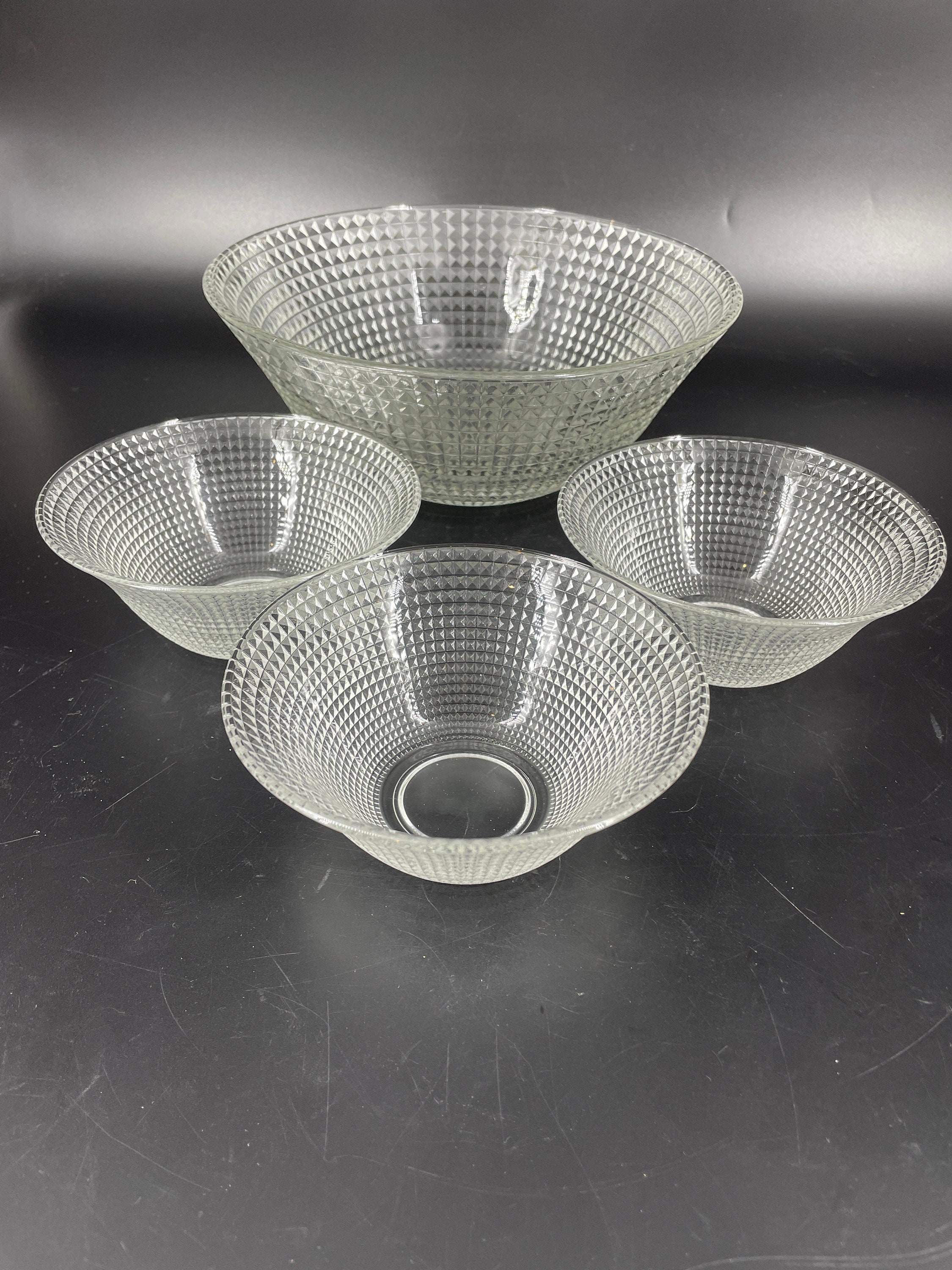 English Hobnail (sharp Diamond Point) Glass Bowl Set of 4. Hobnail ...