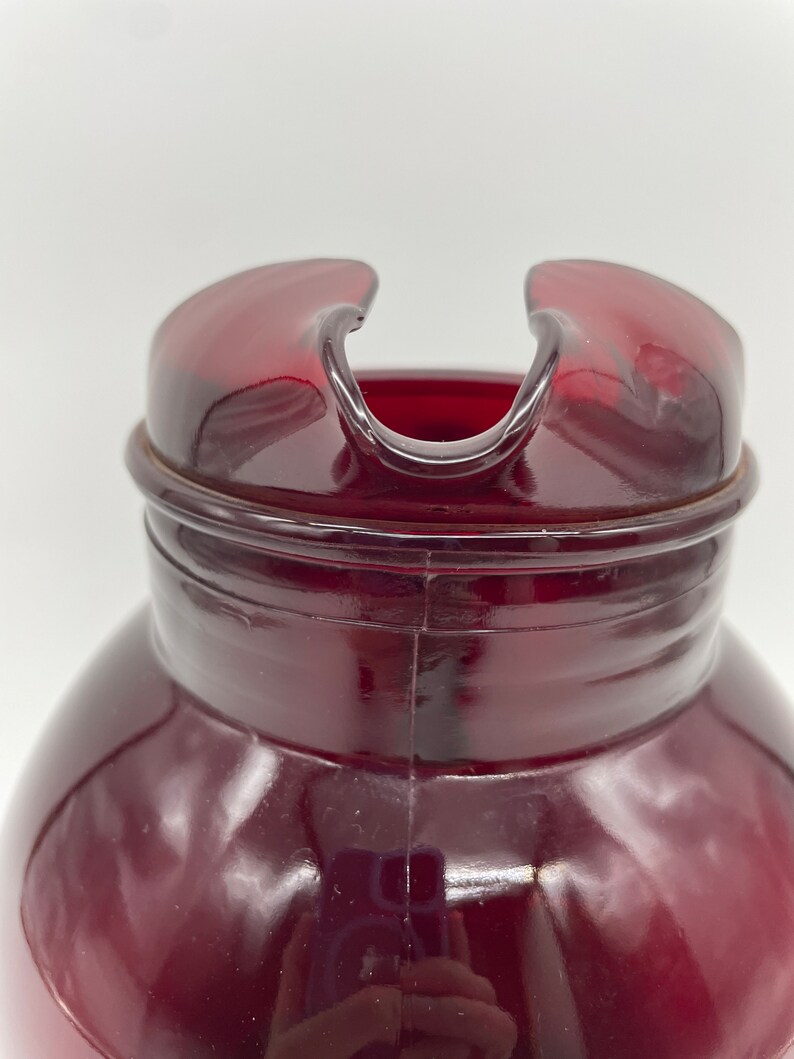 Vintage Anchor Hocking Royal Ruby Red Glass 96 Oz Ball Pitcher With Ice ...