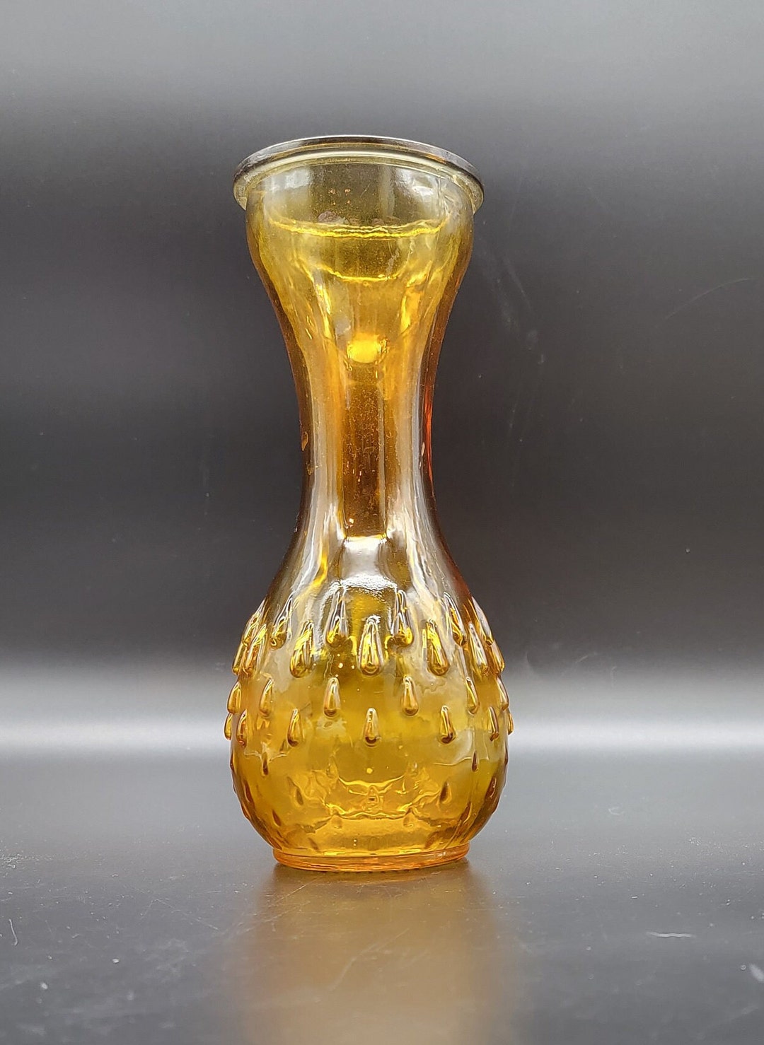 Vintage Amber Glass Vase - Etsy