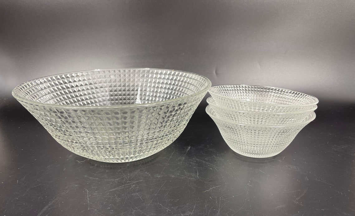 English Hobnail (sharp Diamond Point) Glass Bowl Set of 4. Hobnail ...