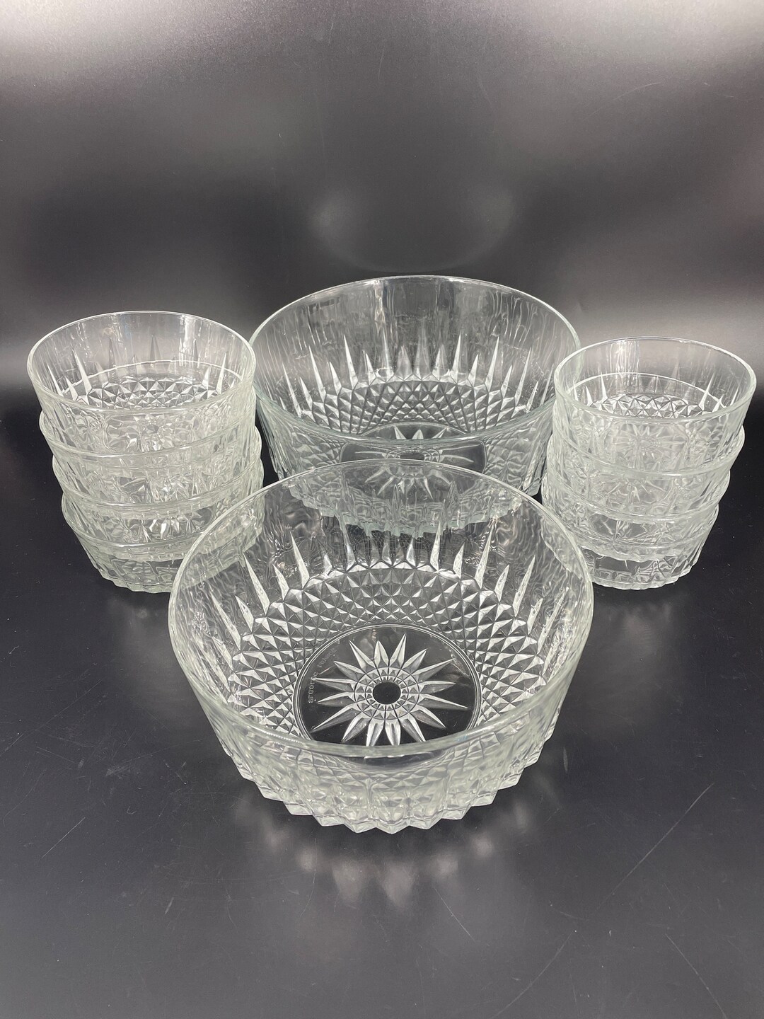 Vintage Arcoroc Set - Large Serving Bowl and Medium Serving Bowl With 4 ...