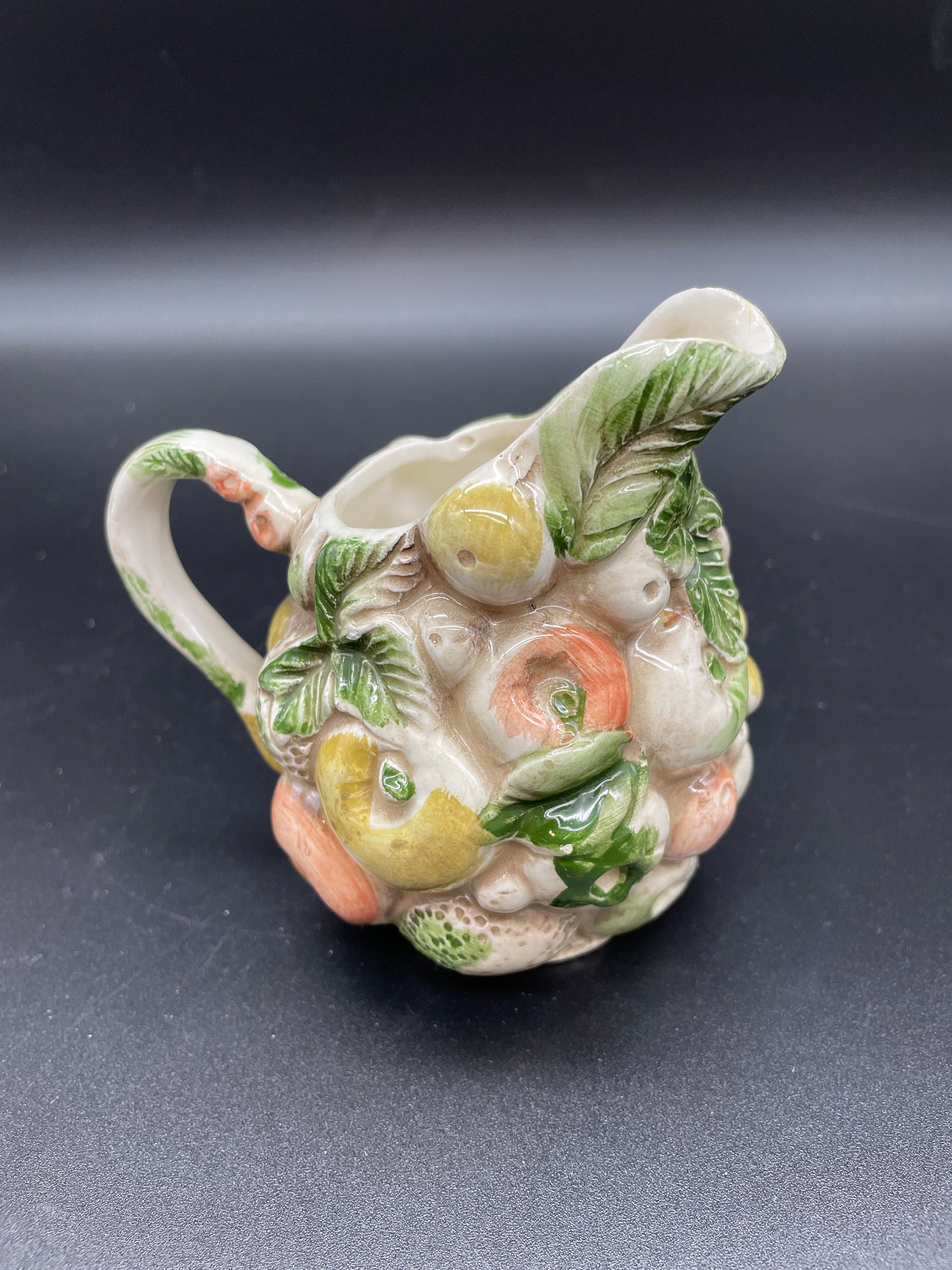 Majolica Lefton Fruits of Italy Creamer Hand Painted, Lefton Creamer ...