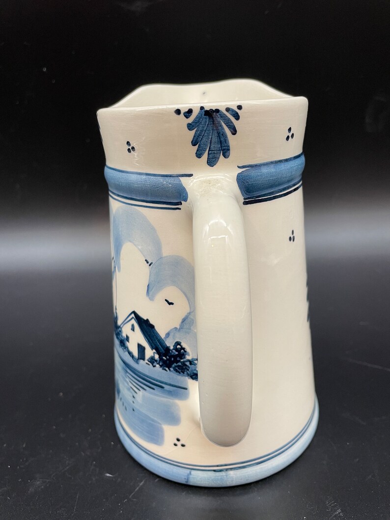 Delft Blauw Pitcher Hand Painted Holland. Delft Blue Windmill Pitcher ...