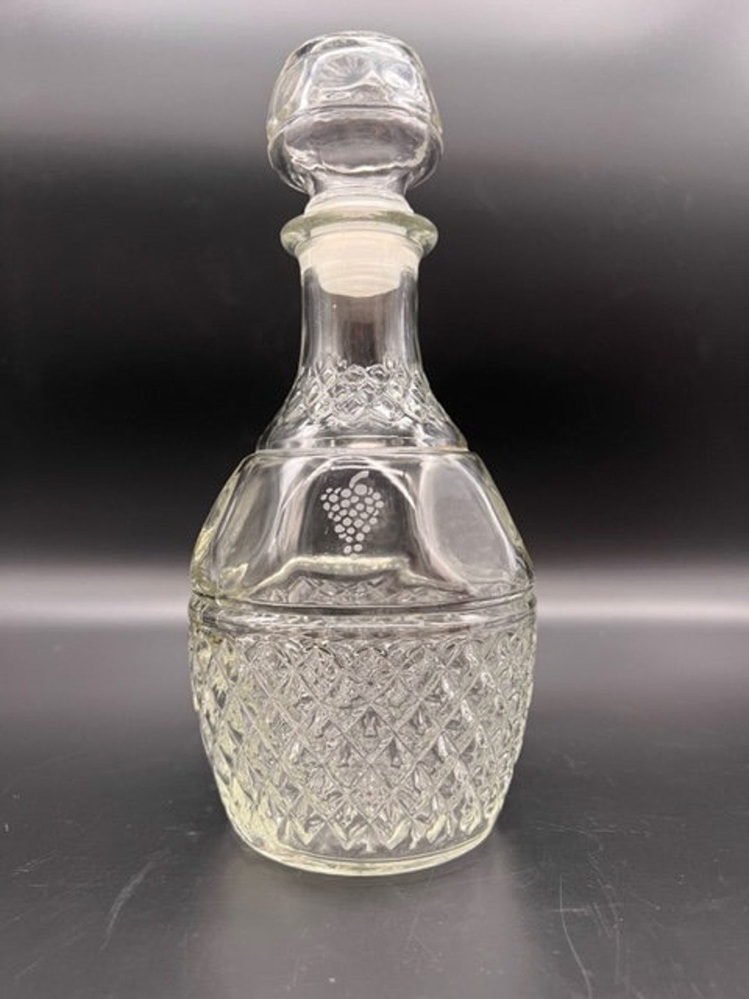 Vintage Glass Diamond Point Decanter - Etsy