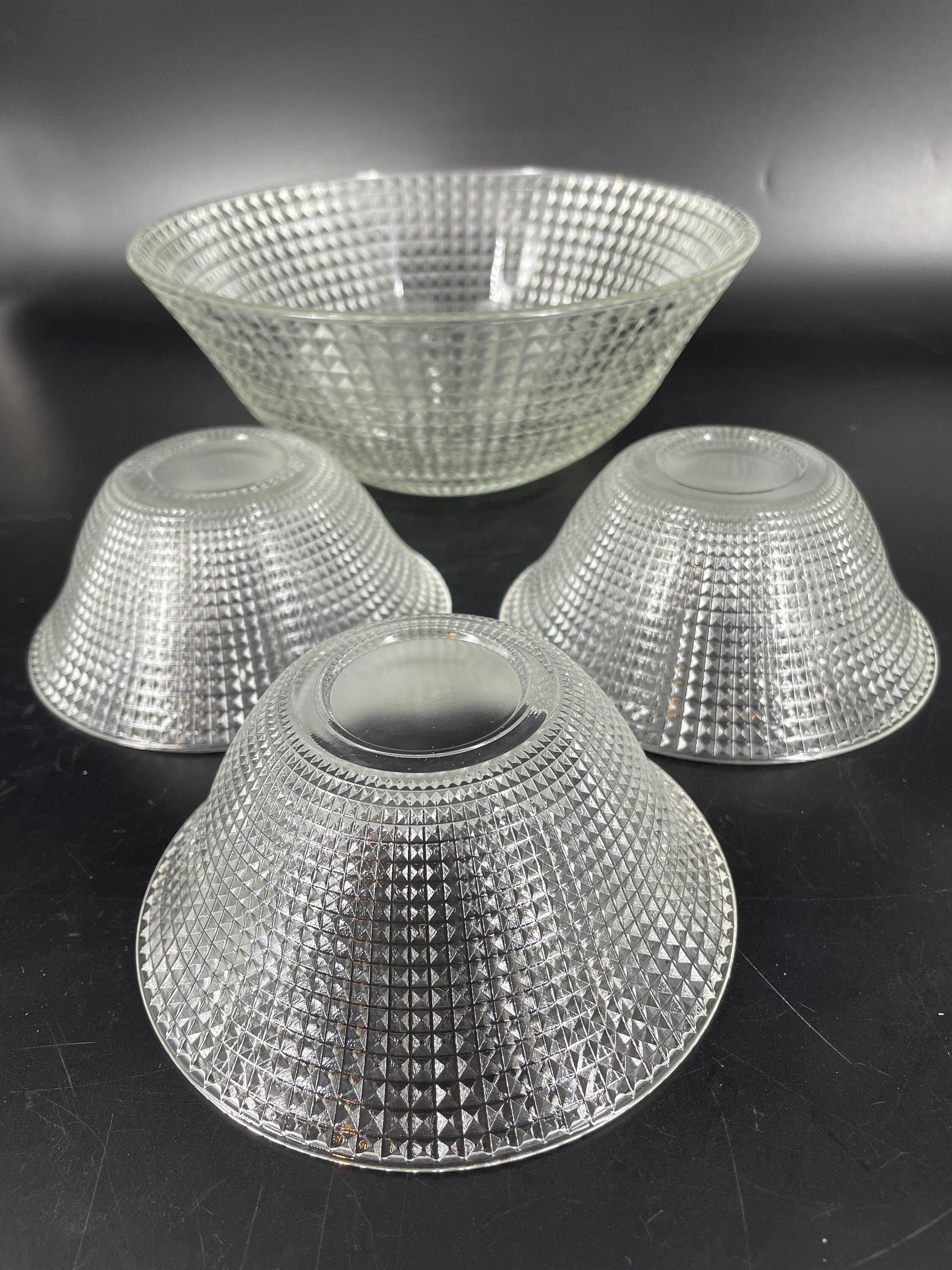 English Hobnail (sharp Diamond Point) Glass Bowl Set of 4. Hobnail ...