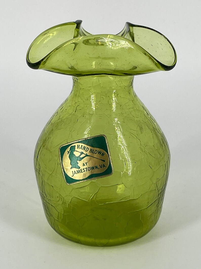 Mid Century Hand Blown Green Glass Vase - Etsy Mid Century Hand Blown Green Glass Vase - Etsy