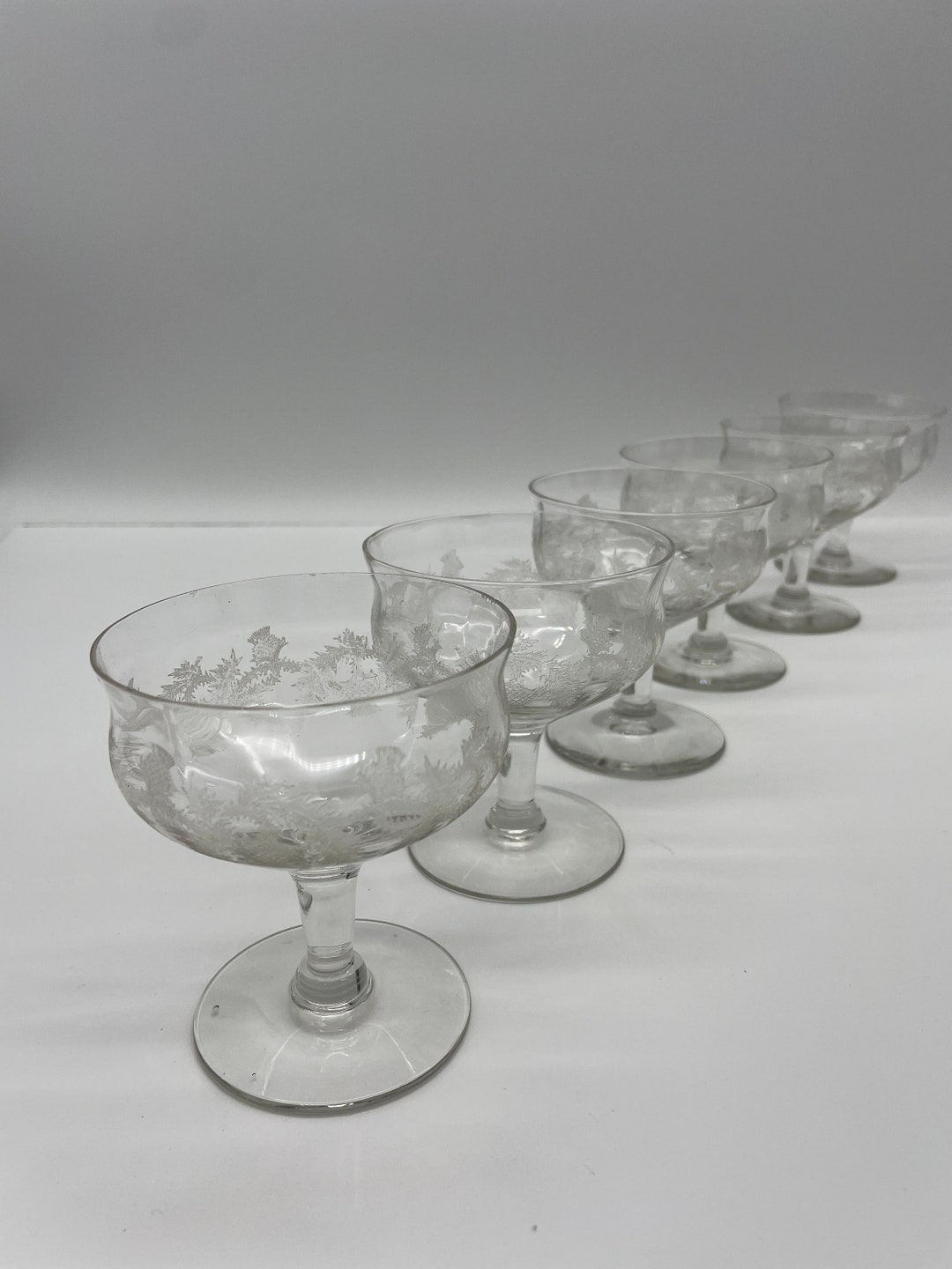 Tiffin Franciscan Special Thistle Sherbet Champagne Coupe Glasses Set ...